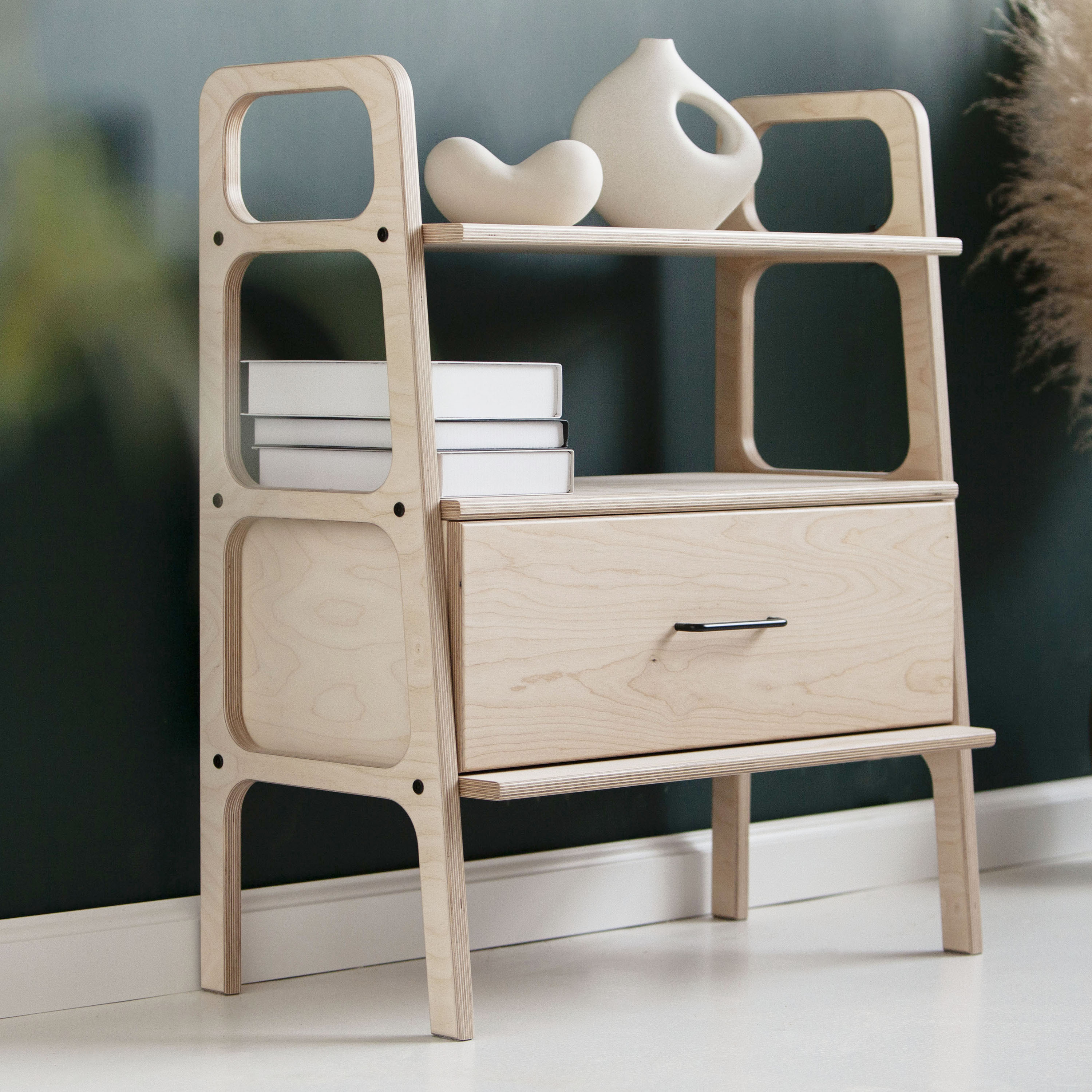 Mid-Century Wooden Bookcase for Living Room & Bedroom