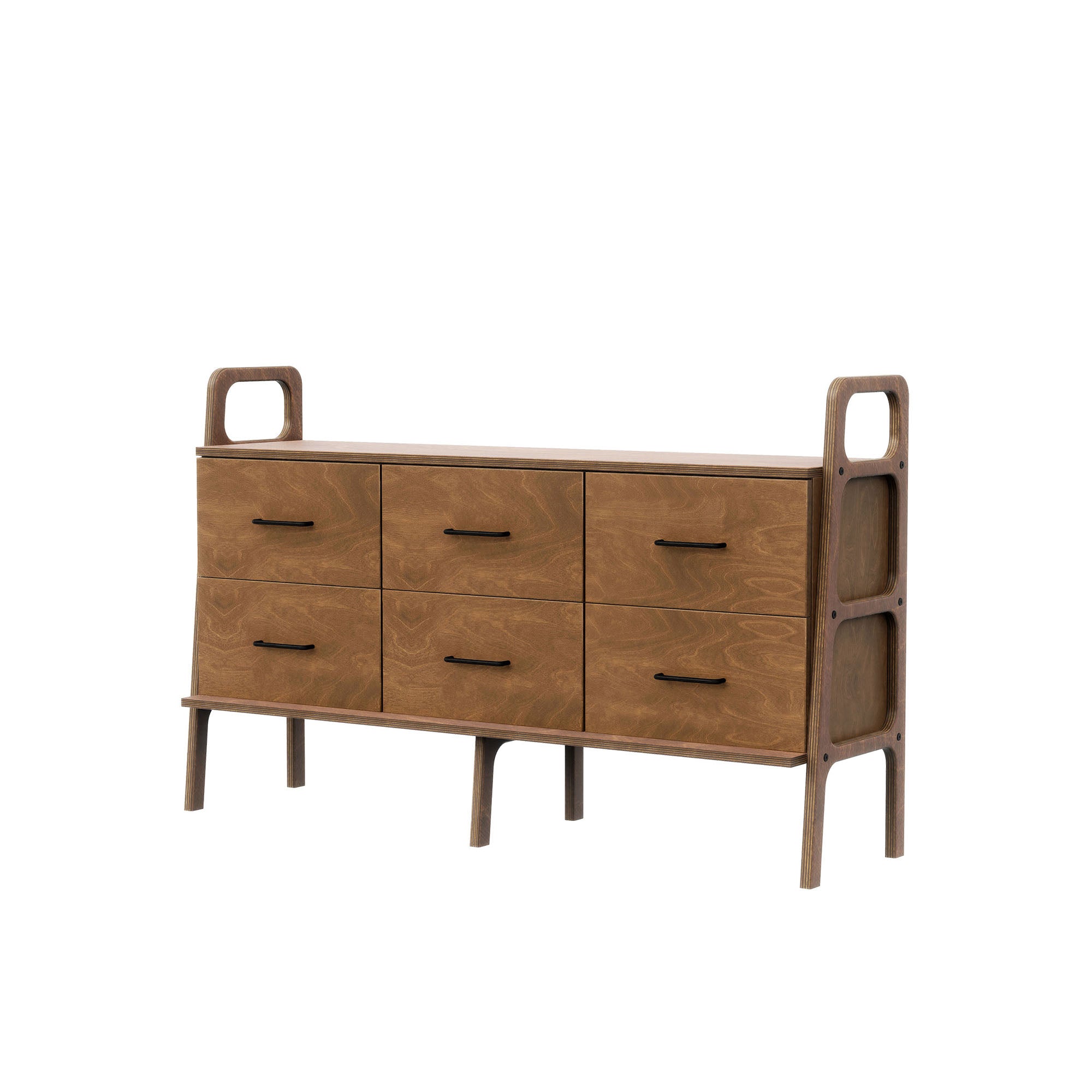Handcrafted Mid-Century Modern Sideboard with Three Drawer Modules