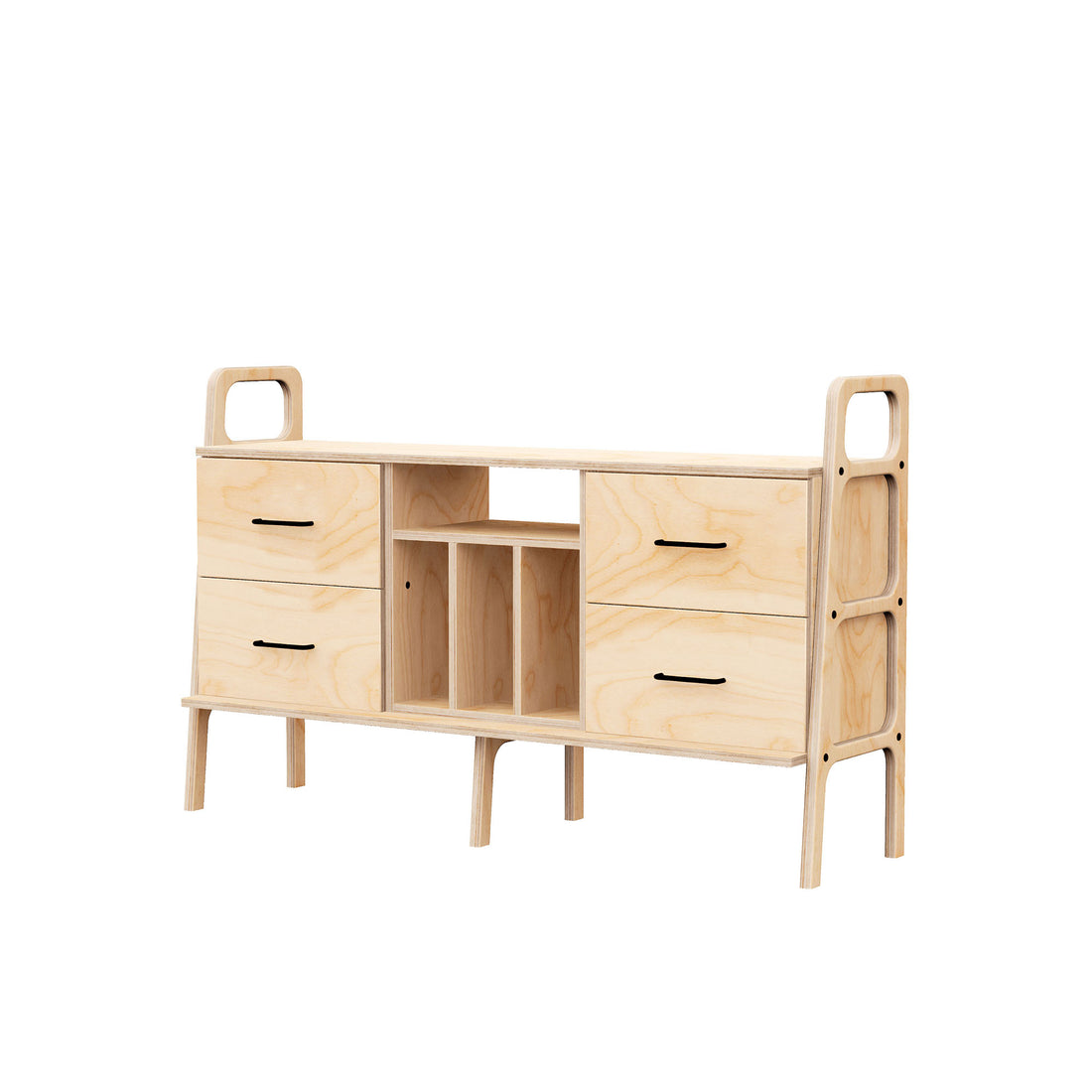 Mid-Century Sideboard with Drawers and Vinyl Box- Timeless Elegance